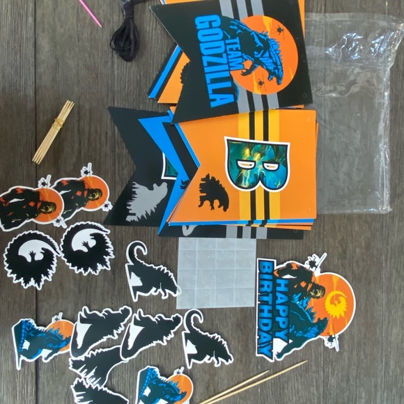 Party Supplies | Team Godzilla Party Supply Banner And Cupcake Toppers ...